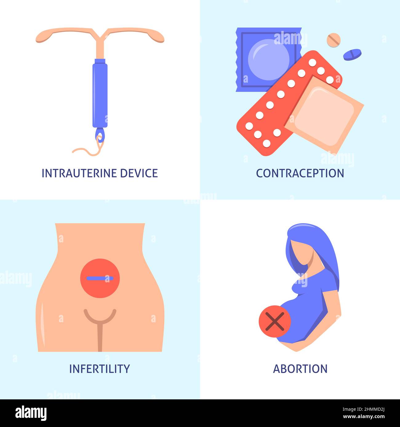 Conjunto De Iconos De Anticoncepción E Infertilidad Femenina