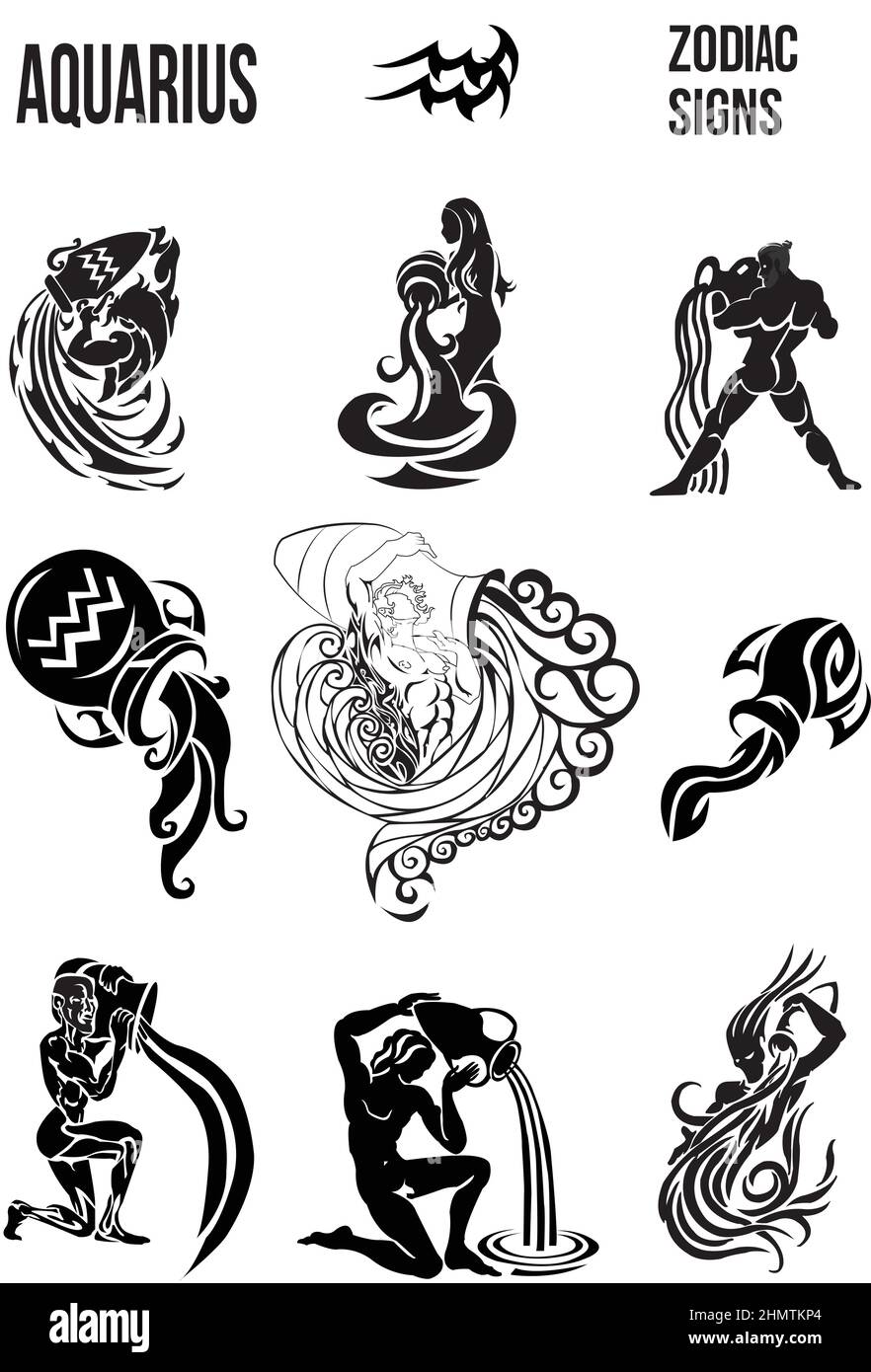 Símbolos Del Zodiaco De Acuario Imagen Vector De Stock Alamy