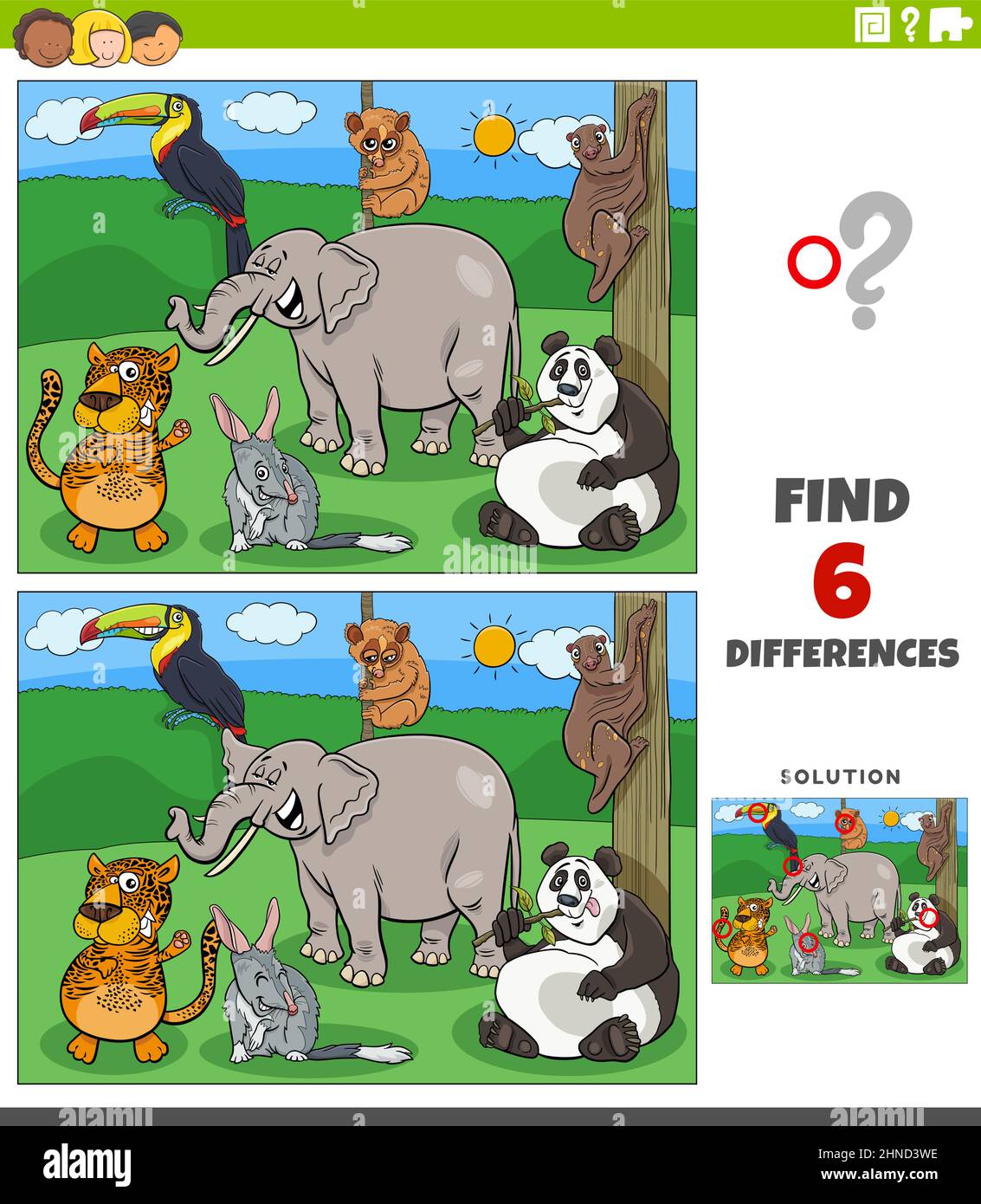 Ilustración De Dibujos Animados De Encontrar Las Diferencias Entre