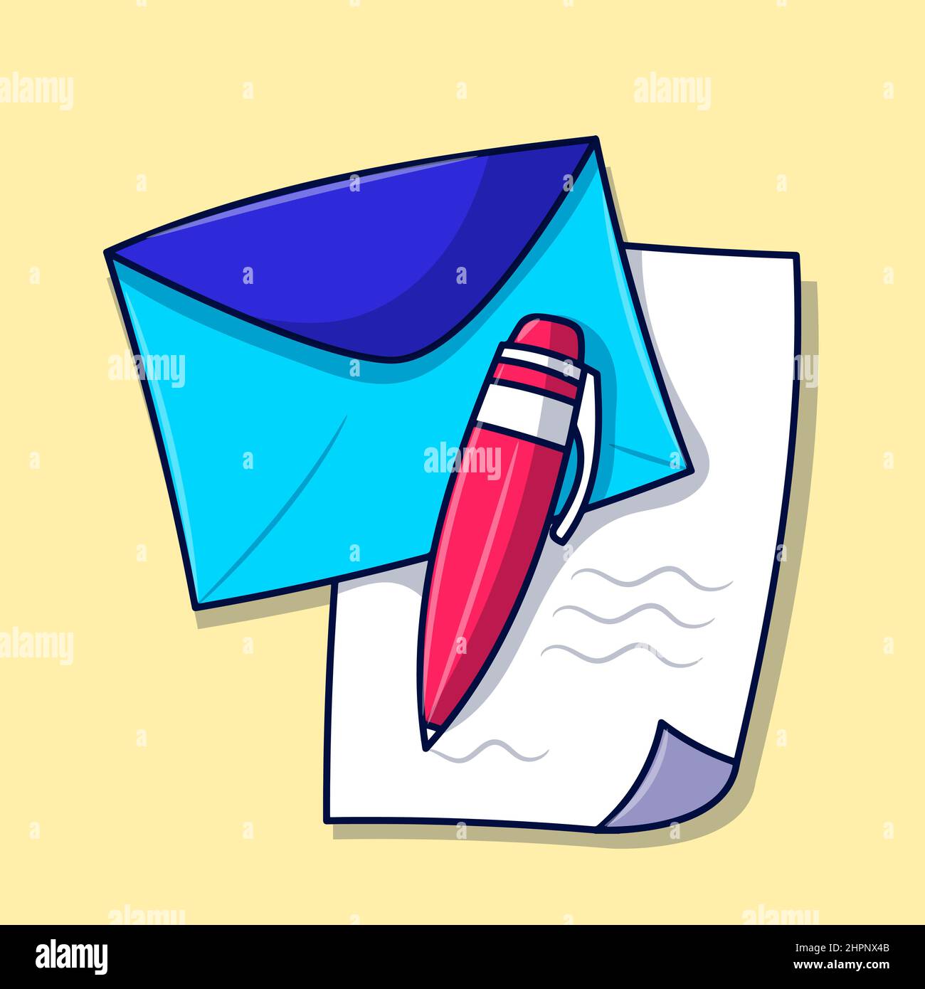 Libro De Notas Con Lápiz Y Sobre Dibujo Dibujado A Mano Imagen Vector