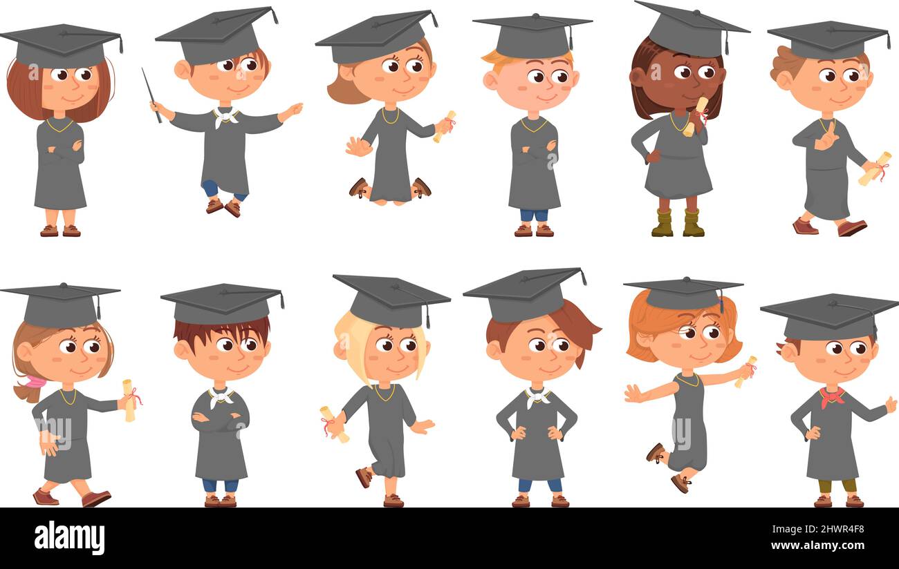 Niños graduados. Graduación de niño y niña de dibujos animados ... Niños graduados. Graduación de niño y niña de dibujos animados ...