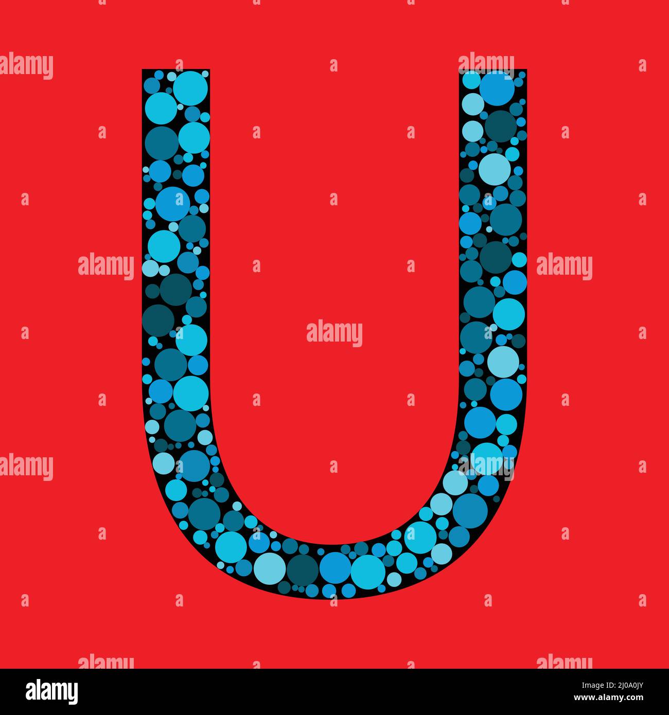 Letra Mayúscula U Diseño Del Alfabeto Abstracto Vectorial Relleno De Letras Con Las Formas