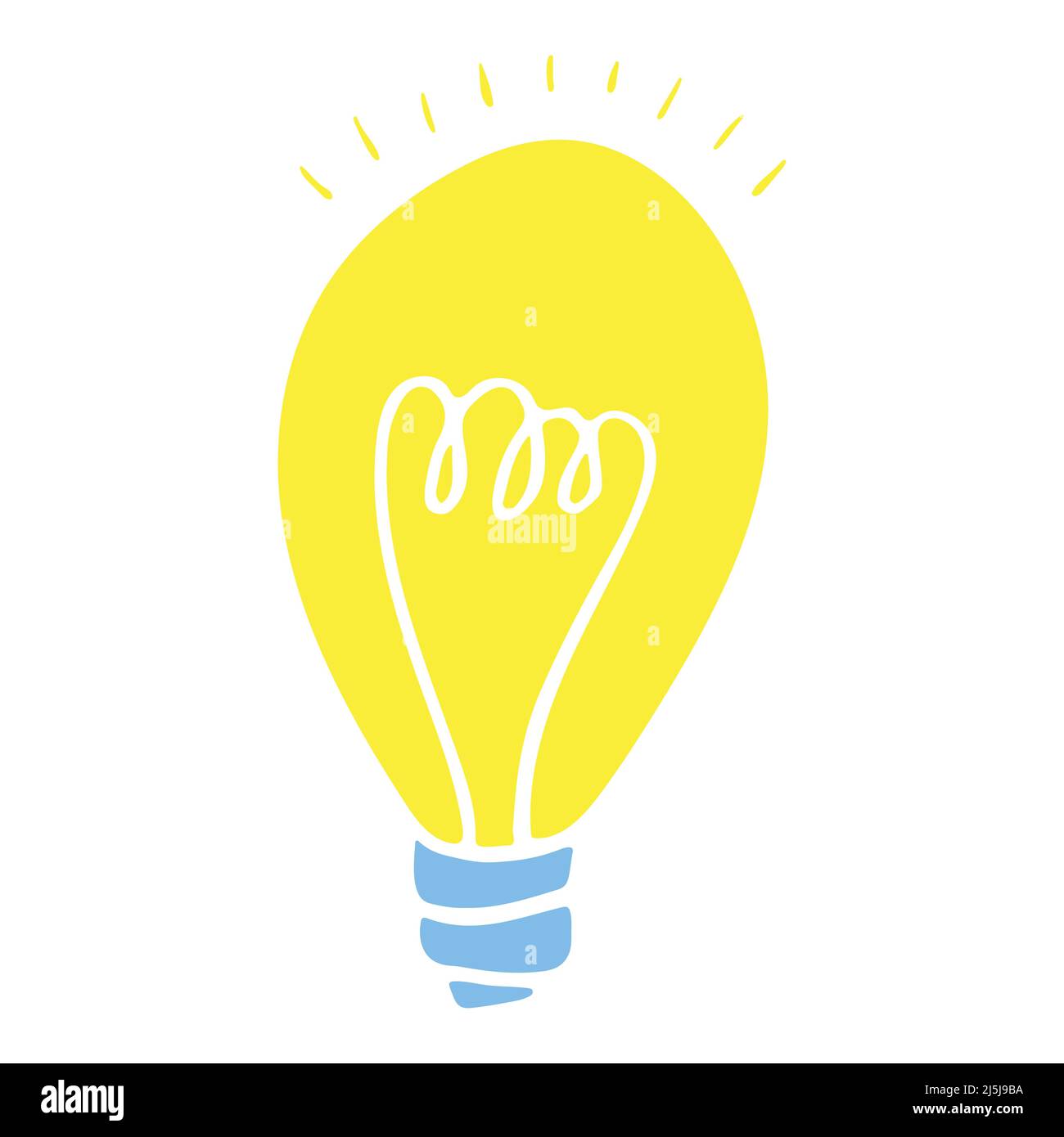 Foco Brillante De Color Dibujado A Mano Vectorial Aislado Sobre Fondo Blanco Ilustración En