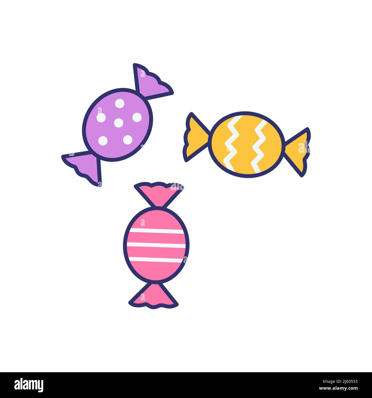 Ilustración Vectorial De Dibujos Animados Tres Candys Sobre Fondo Blanco Imagen Vector De Stock