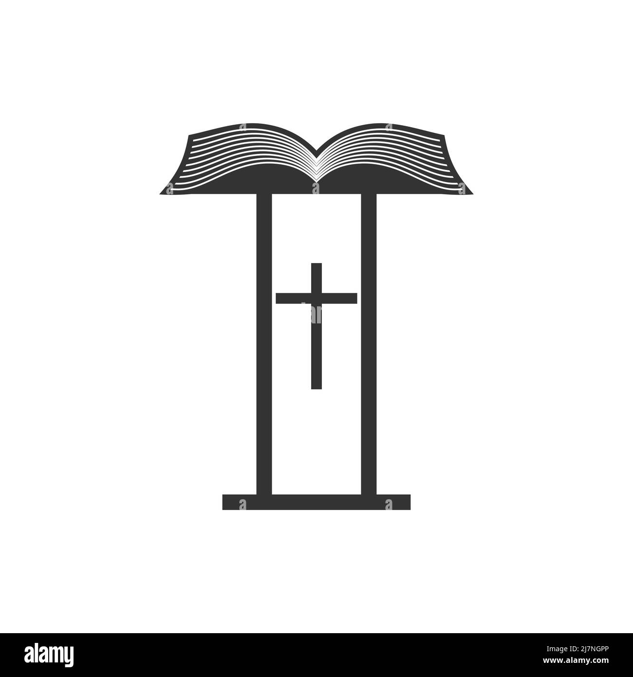 Ilustración cristiana. Logotipo de la iglesia. Púlpito con una biblia ... Ilustración cristiana. Logotipo de la iglesia. Púlpito con una biblia ...