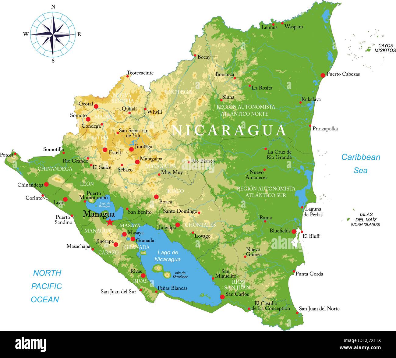 Mapa de centro america y mar caribe fotografías e imágenes de alta ...