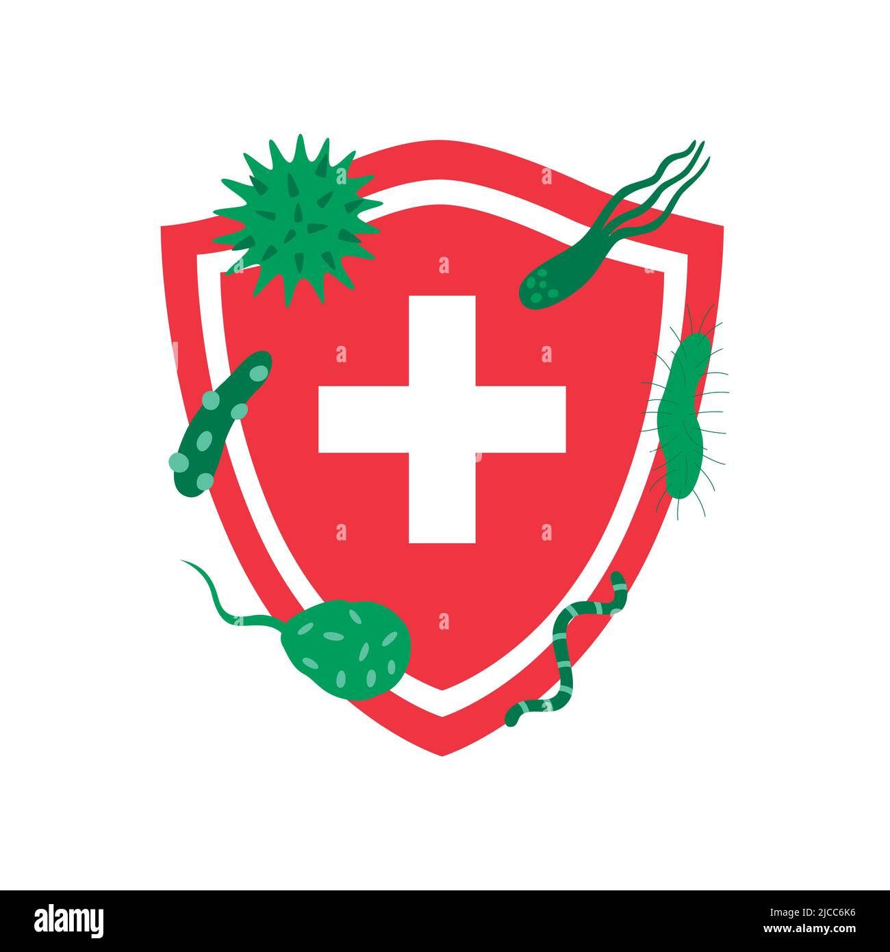 Concepto Del Sistema Inmunológico Con Escudo Médico Defensa Bacteriana