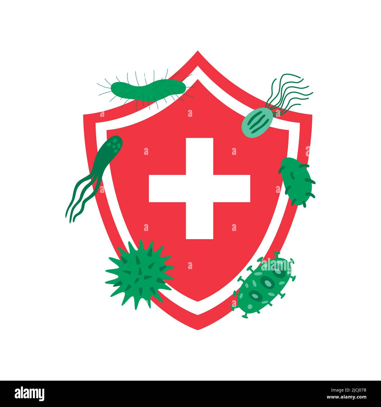 Concepto Del Sistema Inmunológico Con Escudo Médico Defensa Bacteriana