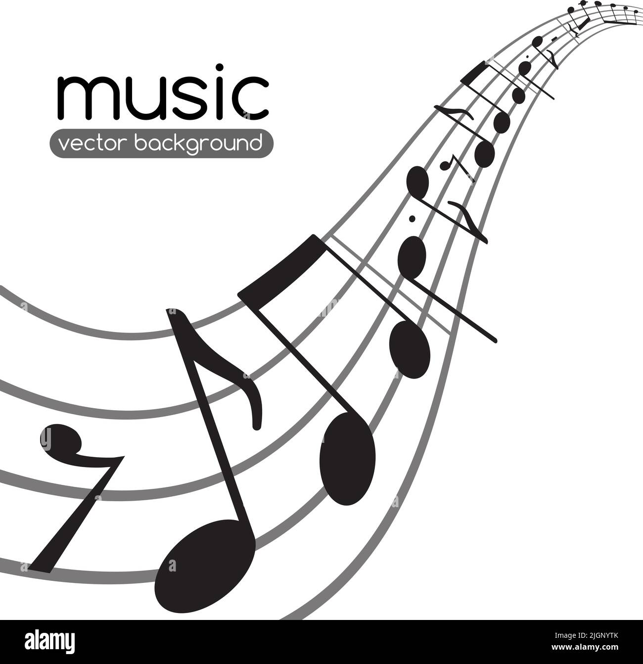 Pentagrama Musical Ondulado En Blanco