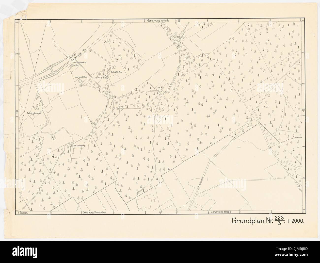 Hermann jansen 1869 1945 hagen bebauungsplan arbeitsblatt grundkarte ...