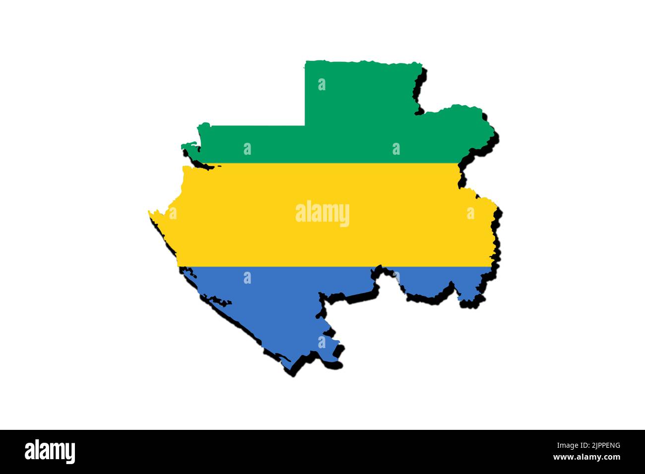 Silueta Del Mapa De Gabón Con Su Bandera Fotografía De Stock Alamy