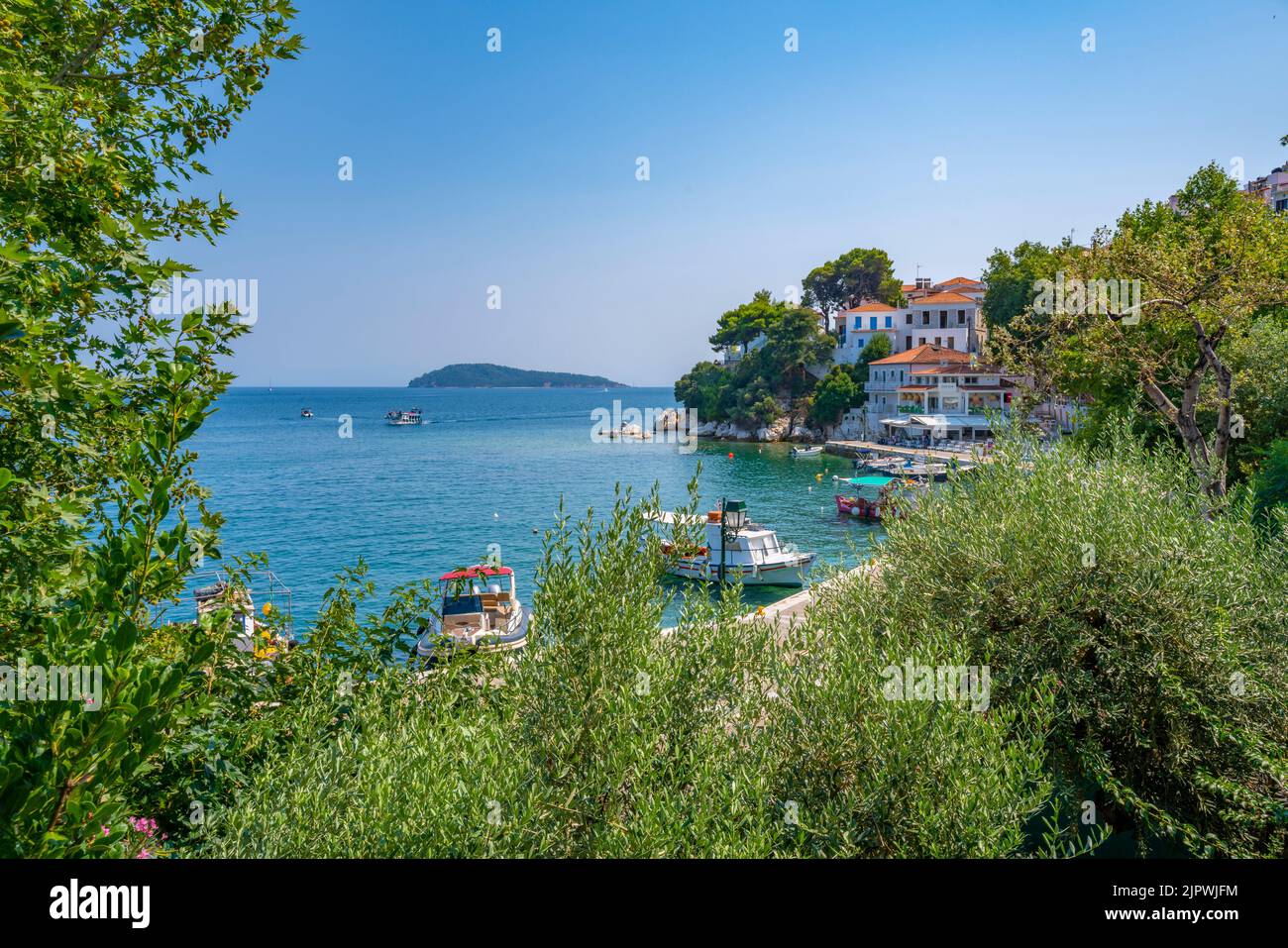 Vista Del Puerto Viejo En La Ciudad De Skiathos La Isla De Skiathos Las Islas De Sporades Las