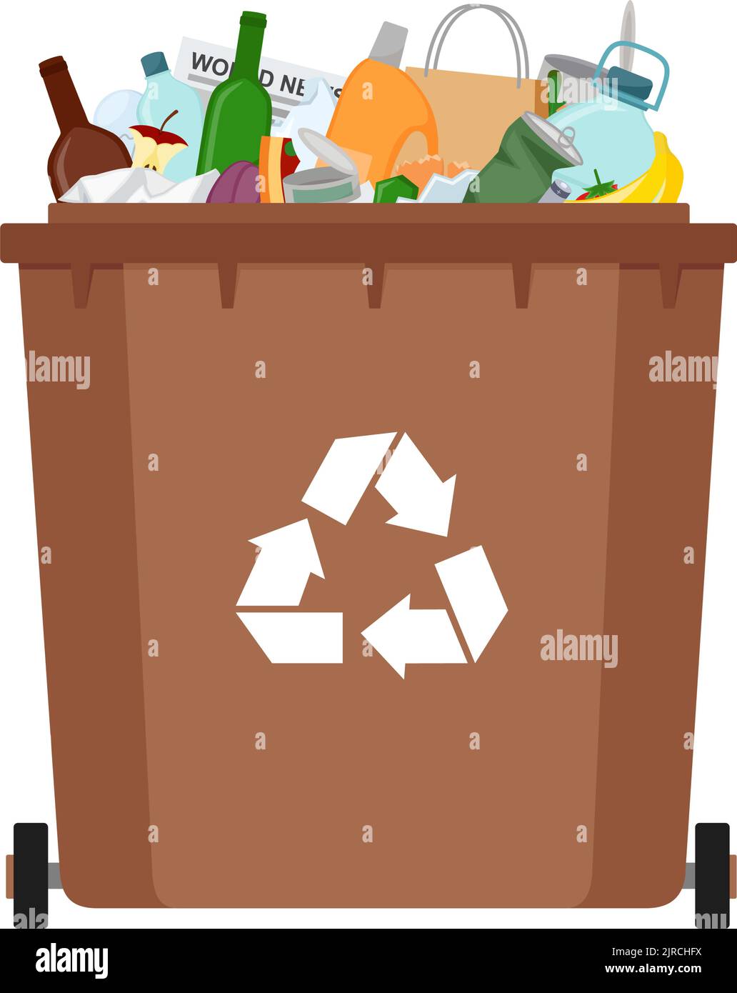 Cubo De Basura Con Residuos Mezclados Contenedor De Basura Con Basura
