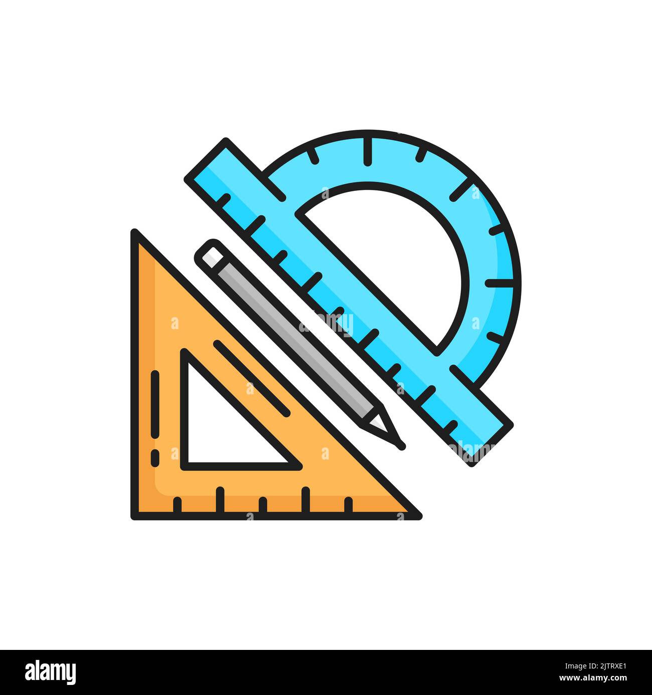 Medir Triángulo Y Regla De Protractor Y Lápiz Aislado Arquitecto