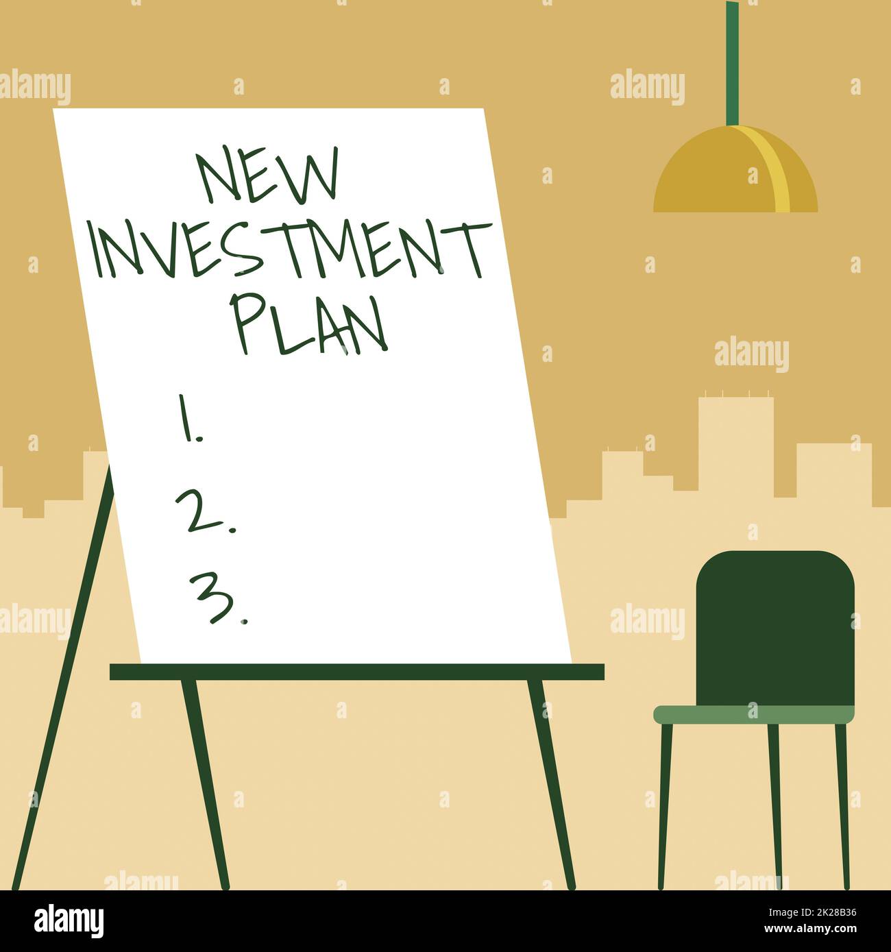 Título conceptual Nuevo Plan de Inversión. Palabra escrita en los ...