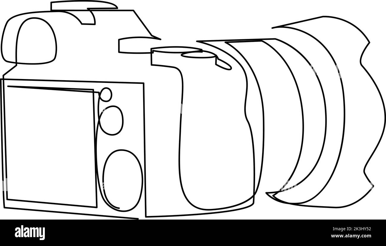 Dibujo de una línea de la cámara digital. Ilustración vectorial Imagen ... Dibujo de una línea de la cámara digital. Ilustración vectorial Imagen ...