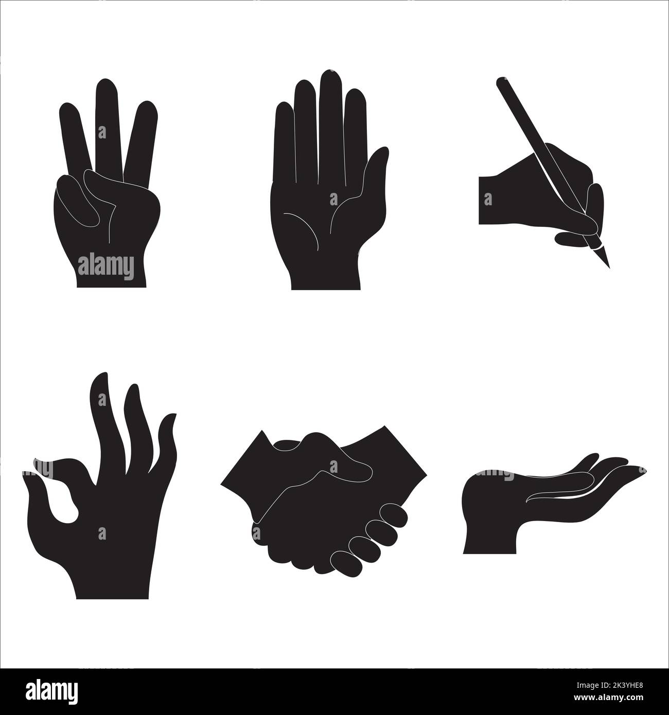 Vector Conjunto De Gestos De Manos Humanas Ilustración De Siluetas
