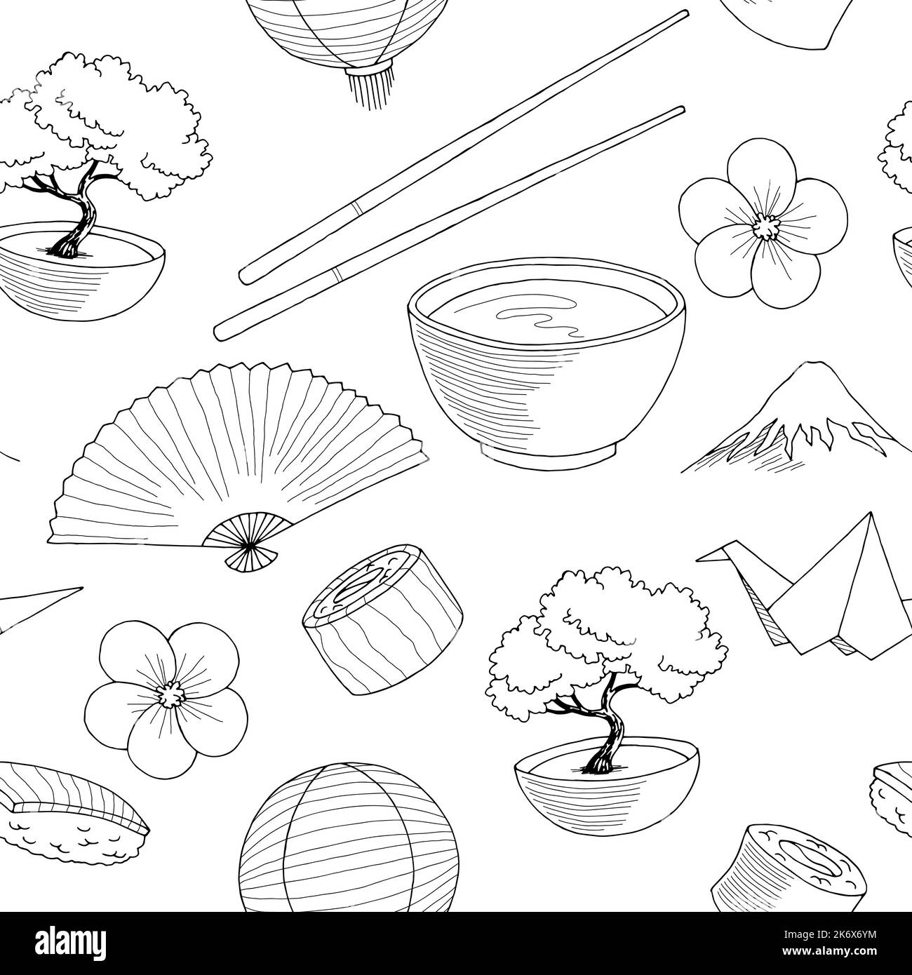 Japón patrón sin costuras fondo gráfico blanco negro croquis ... Japón patrón sin costuras fondo gráfico blanco negro croquis ...