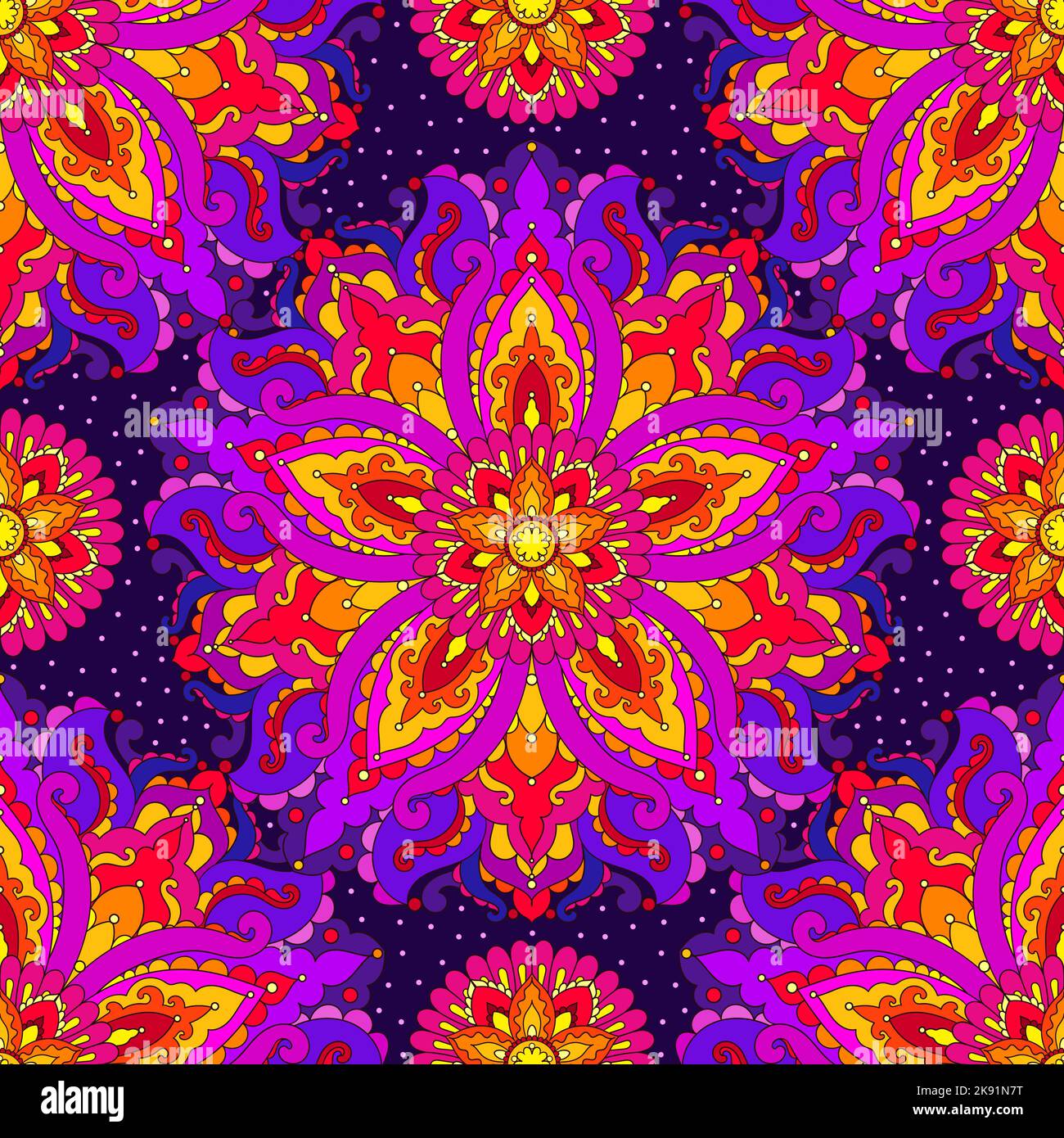 Diseño oriental sin costuras de mandalas sobre un fondo oscuro. Tema ... Diseño oriental sin costuras de mandalas sobre un fondo oscuro. Tema ...