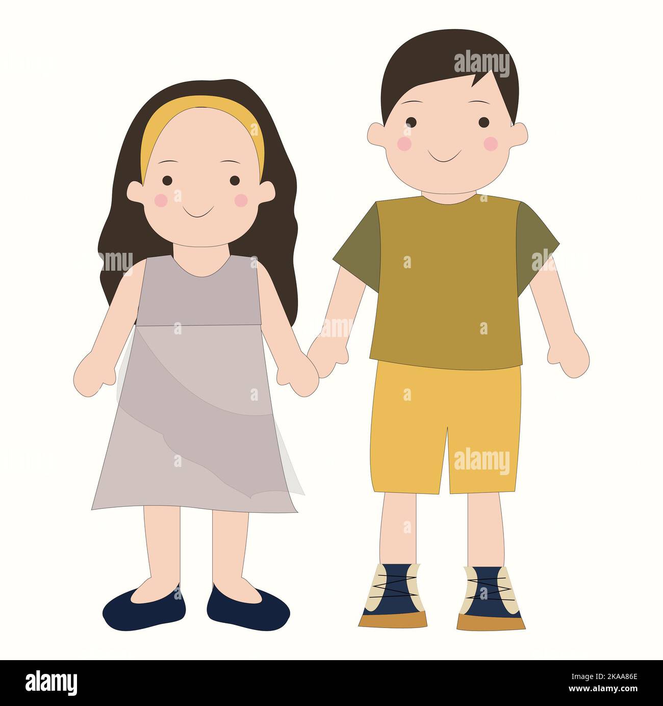 Lindos Niños De Dibujos Animados Con Síndrome De Down Sosteniendo Las