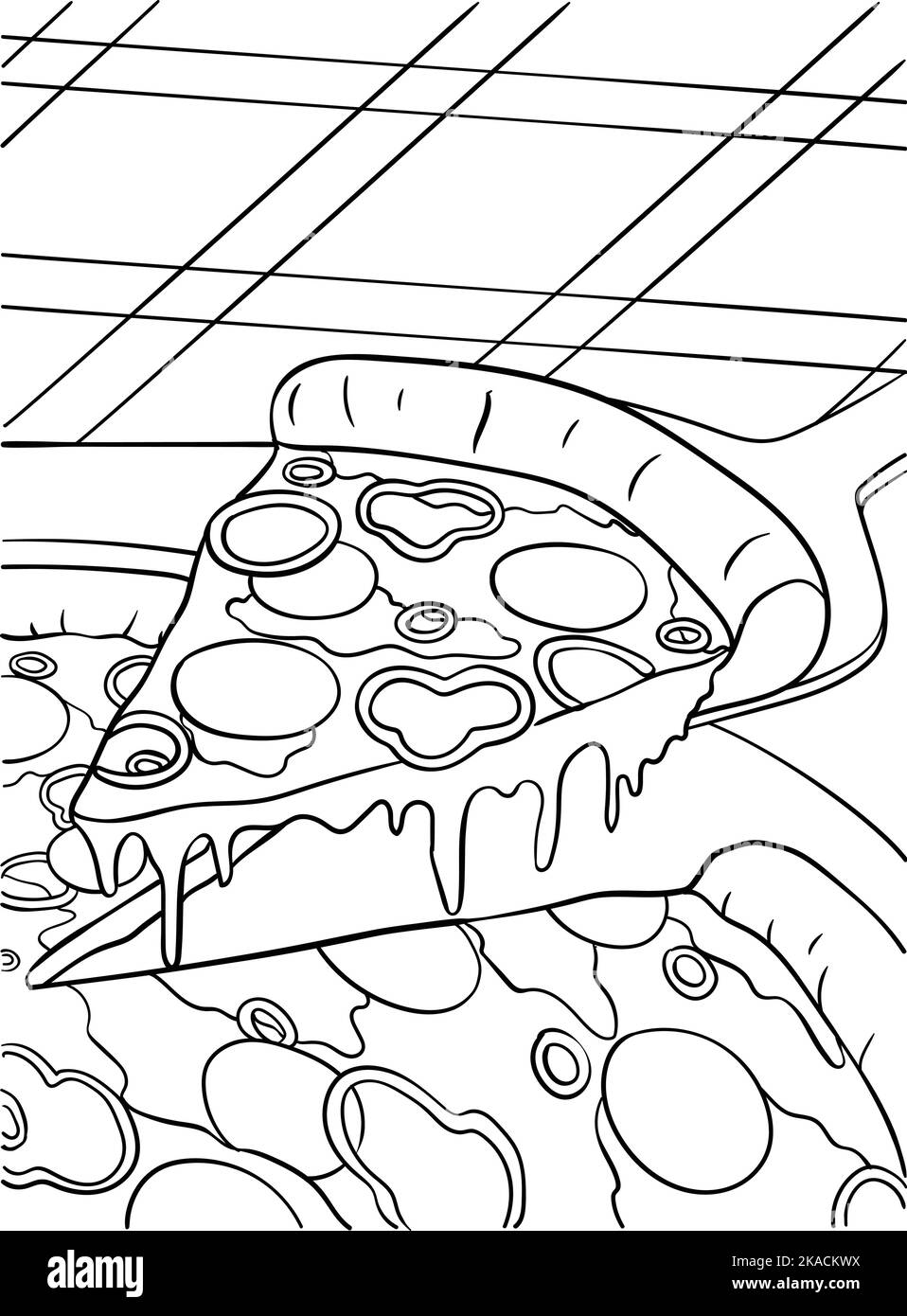 Página Para Colorear Pizza Para Niños Imagen Vector De Stock Alamy