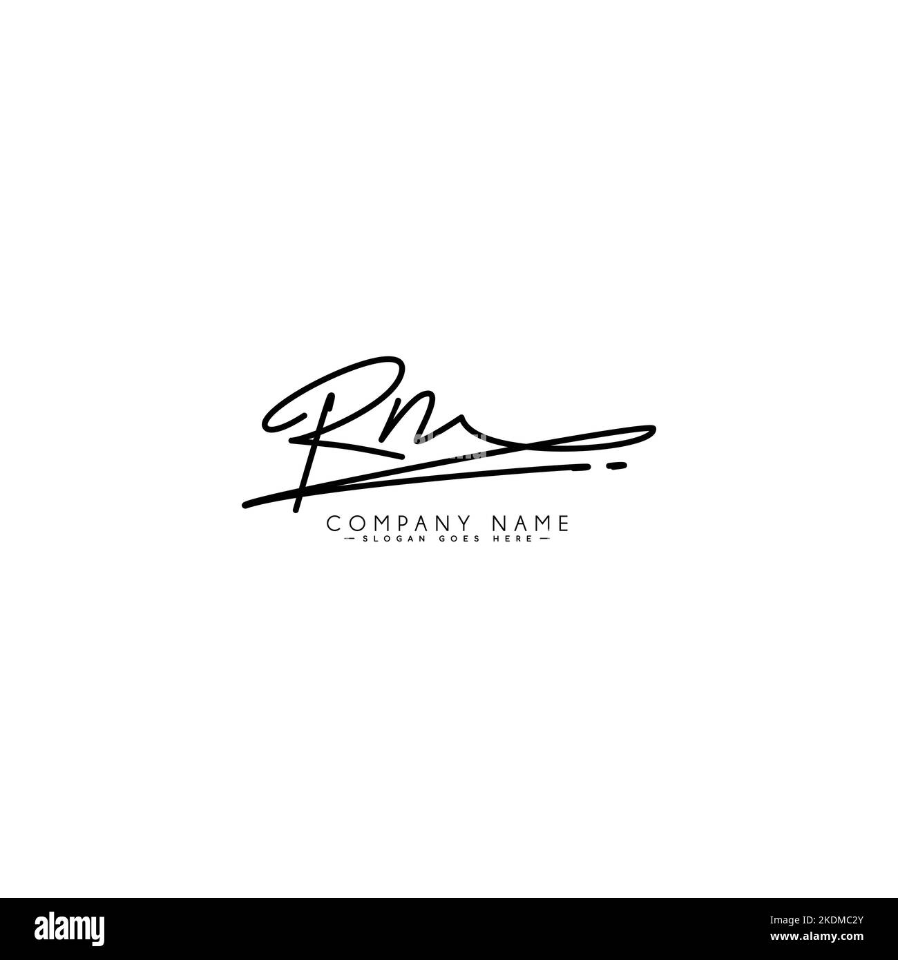Plantilla De Logotipo Vectorial De Letra Rn Inicial En Estilo De Firma