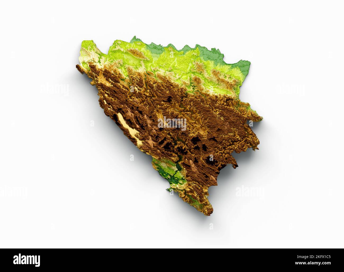 Una Ilustración De 3d Del Mapa De Bosnia Y Herzegovina Con Relieve