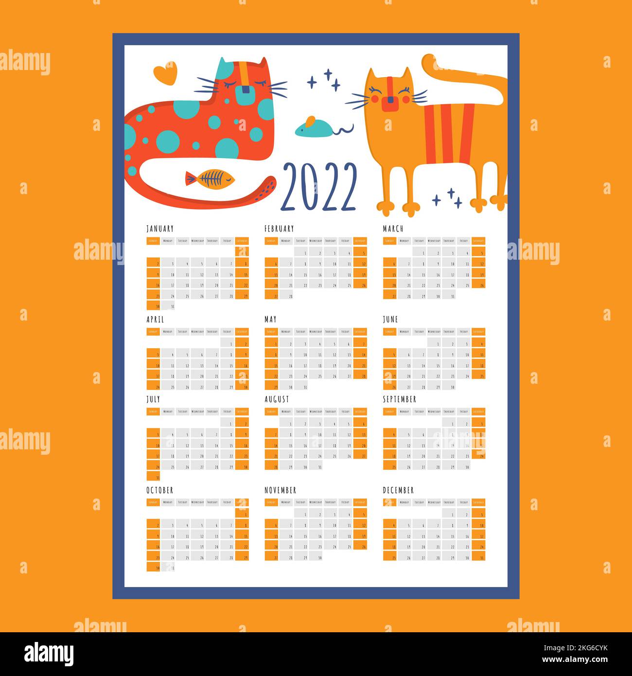 CAT DUERME CALENDARIO 2022 Año Plantilla Imprimible Organizador de ... CAT DUERME CALENDARIO 2022 Año Plantilla Imprimible Organizador de ...