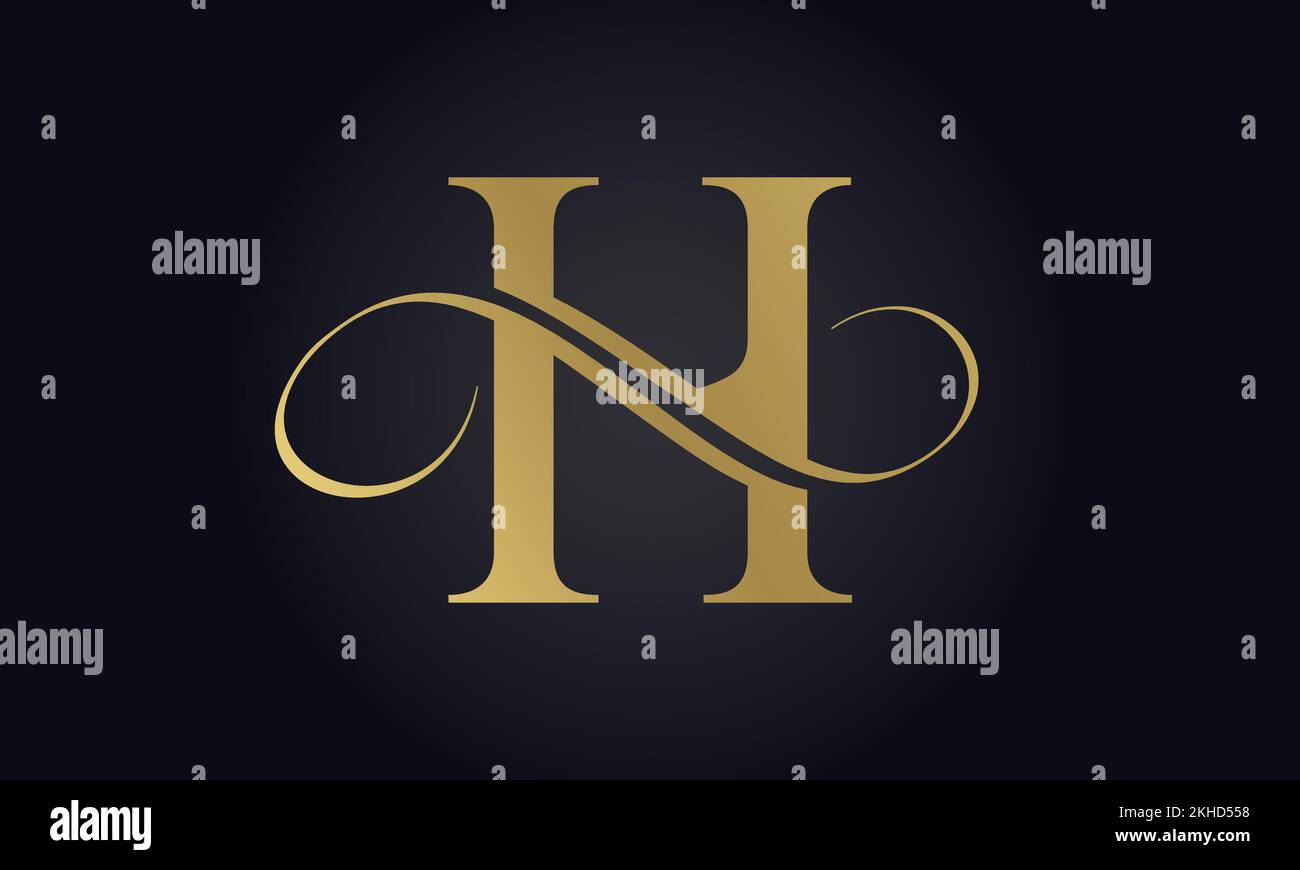 Plantilla de logotipo de lujo con letra H en color dorado. Diseño ...