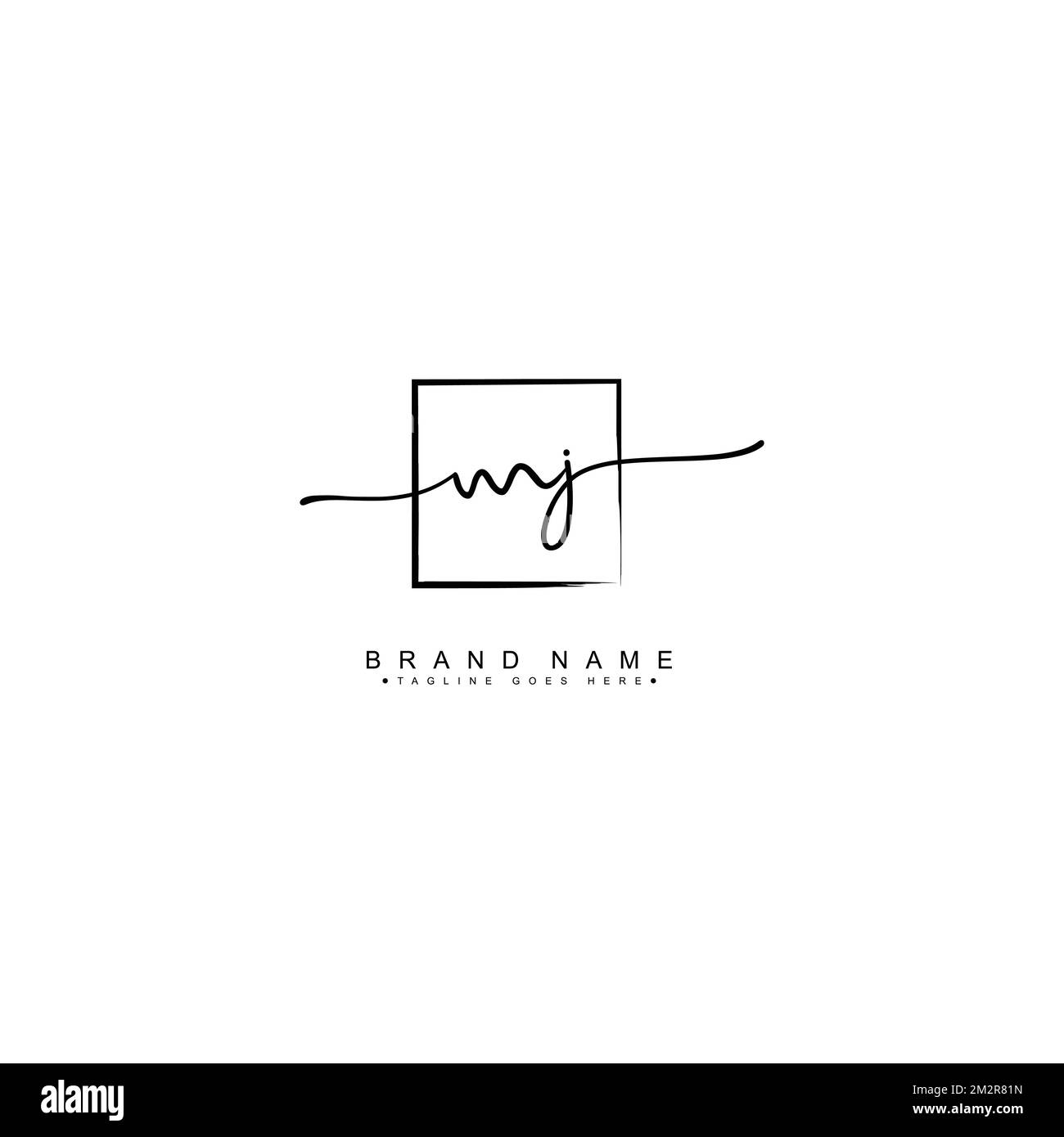 Logotipo De Firma Manuscrita Para La Letra Inicial Mj Vector Logo