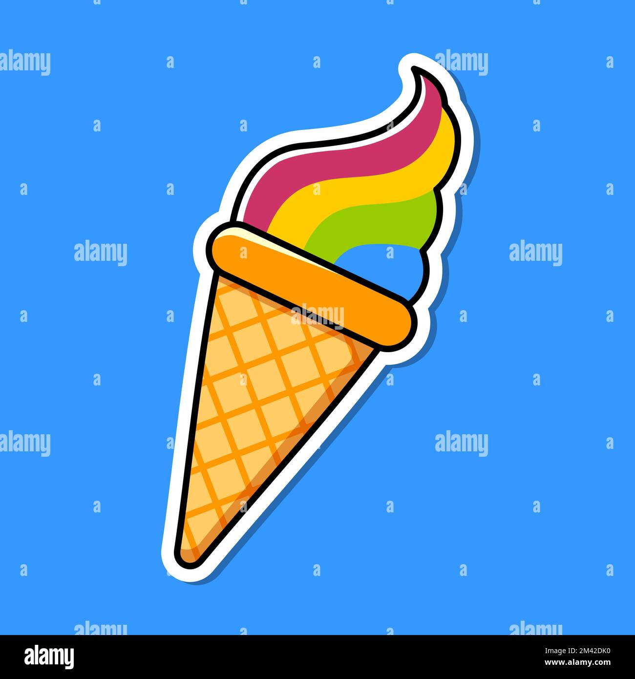Cono De Helado De Dibujos Animados Pegatina De Helado Rainbow