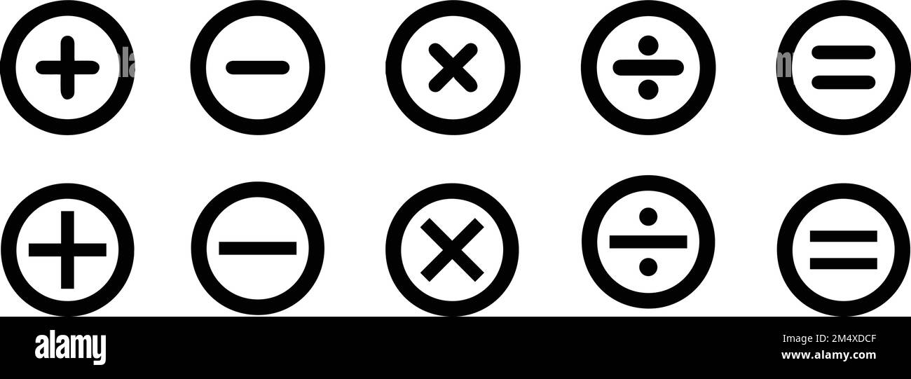 Símbolo Matemático Básico Conjunto De Iconos Más Y Menos Símbolo