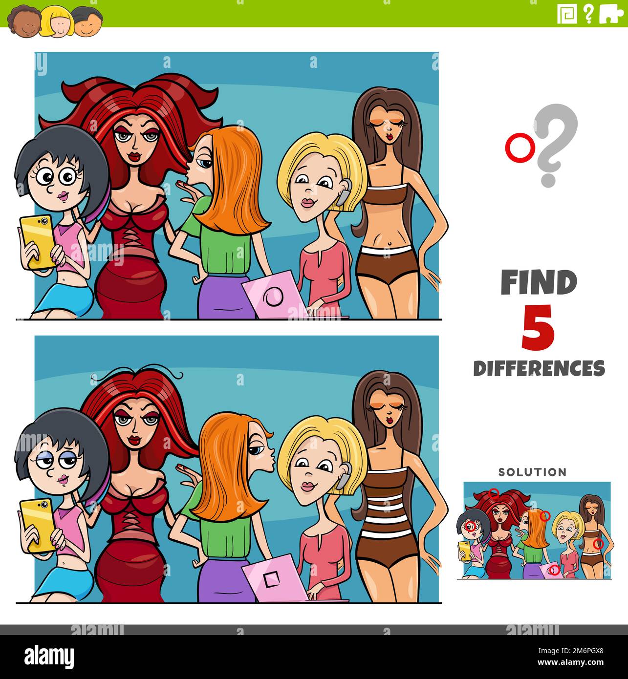 Ilustración De Dibujos Animados De Encontrar Las Diferencias Entre Las
