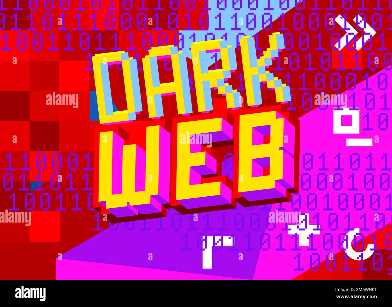 Web Oscura Palabra Pixelada Con Fondo Gráfico Geométrico Vector