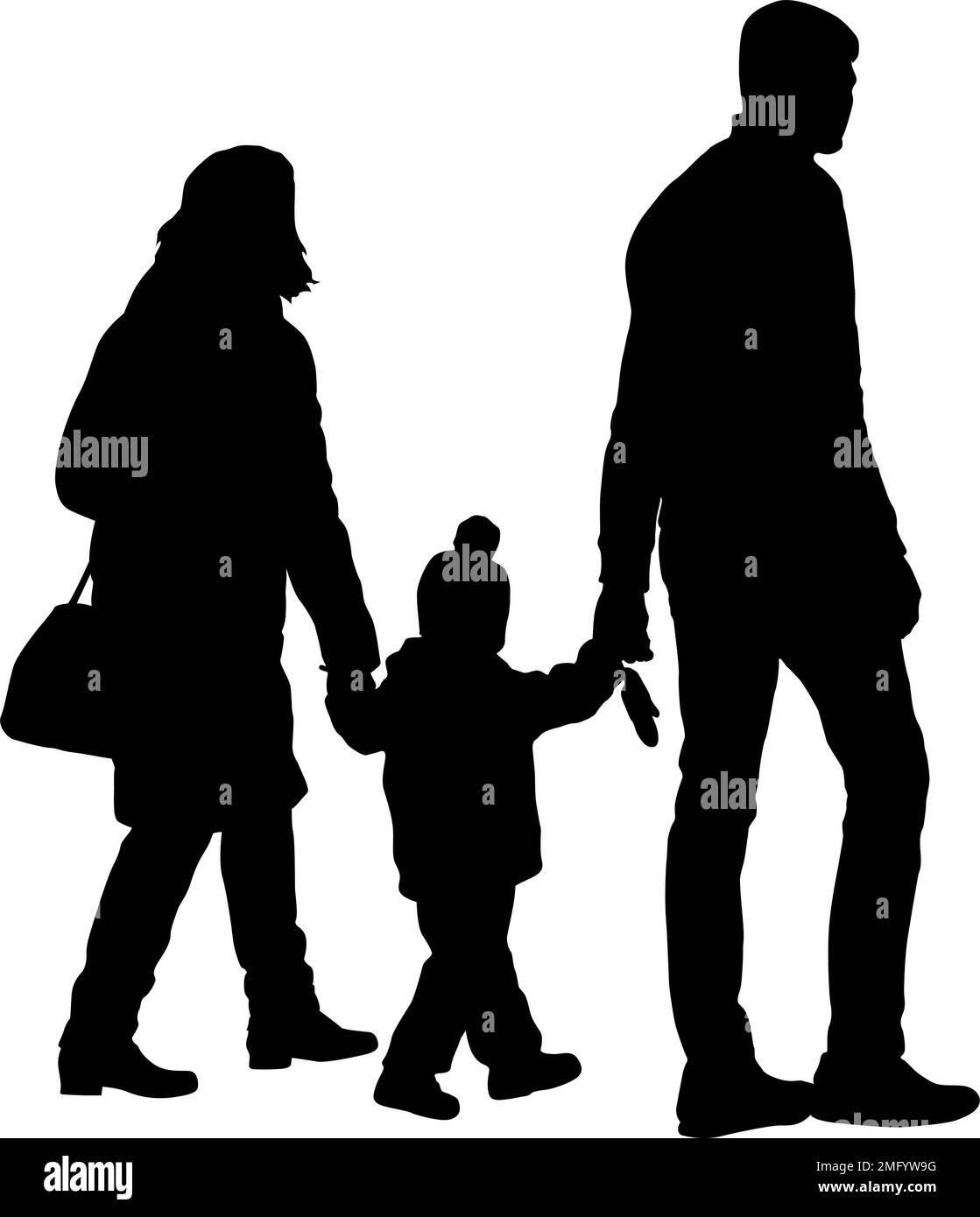 Silueta De Familia Feliz Sobre Un Fondo Blanco Imagen Vector De Stock Alamy