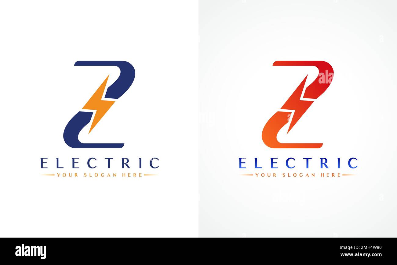 Logotipo De La Letra Z Con El Diseño Del Vector Del Perno Del Trueno