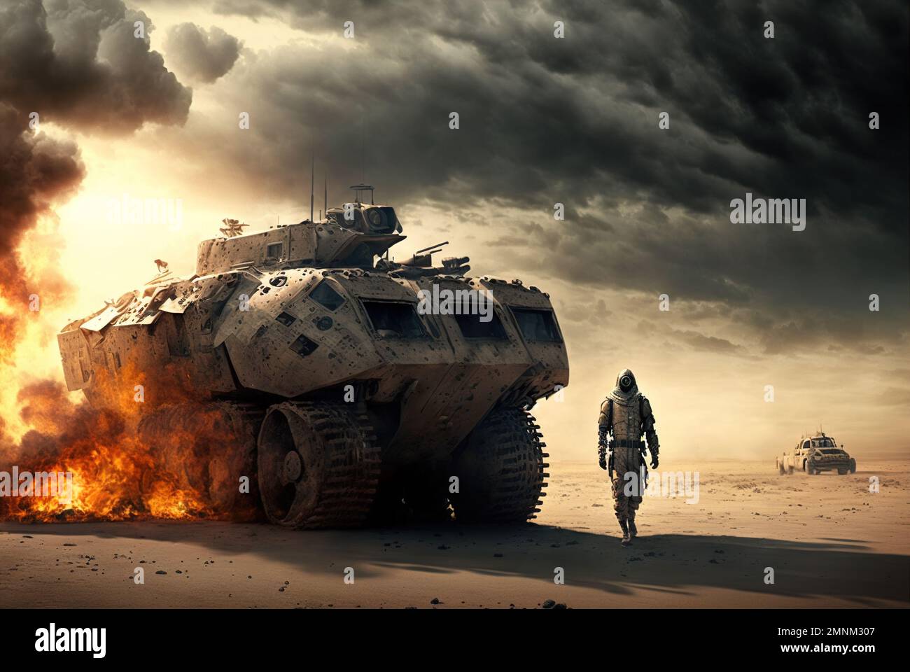 Tanques Rotos Durante La Guerra Escena Futurista En El Campo De