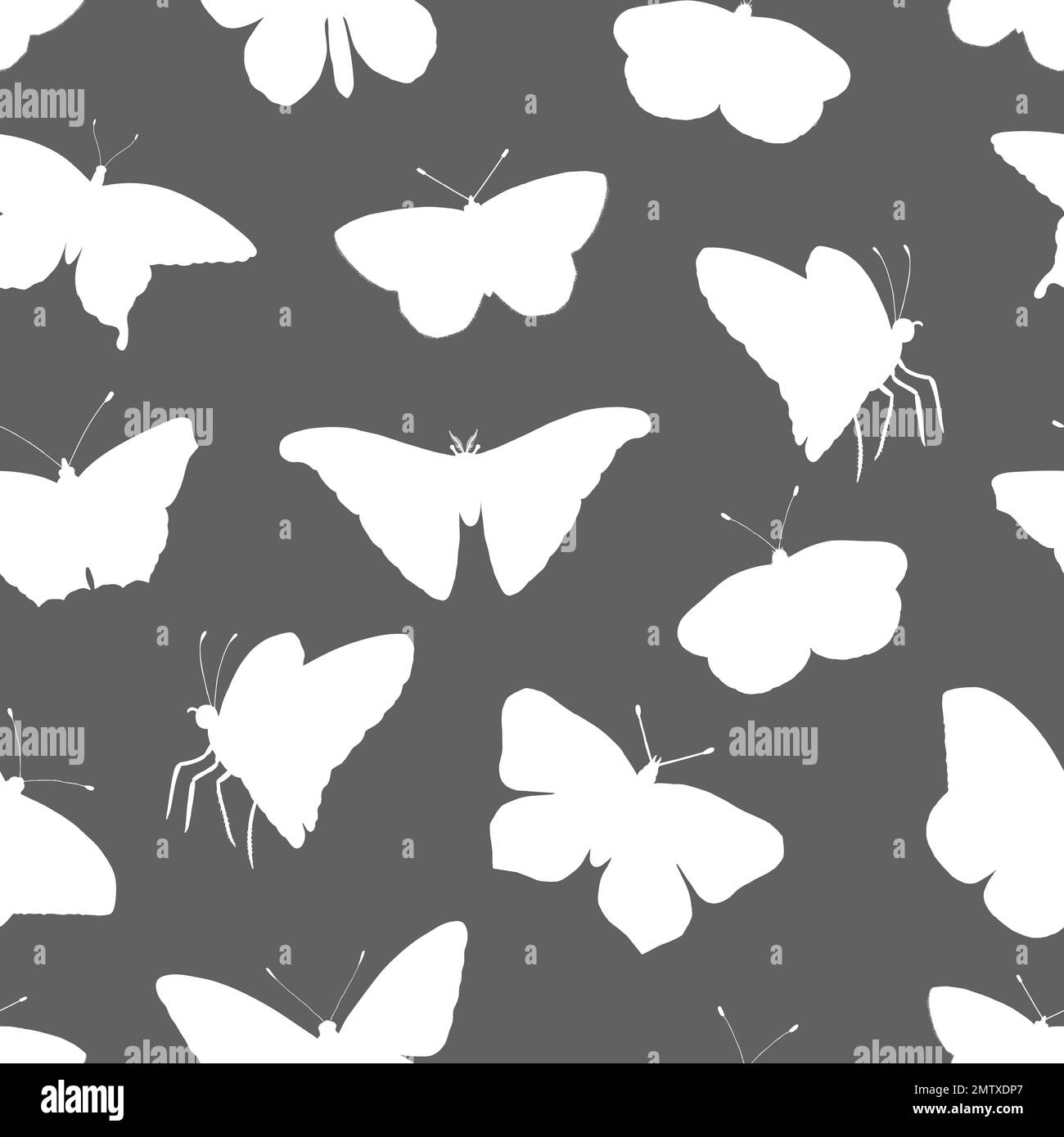 Vector Patrón Sin Fisuras De Siluetas De Mariposas Blancas Sobre Fondo Gris Telón De Fondo De