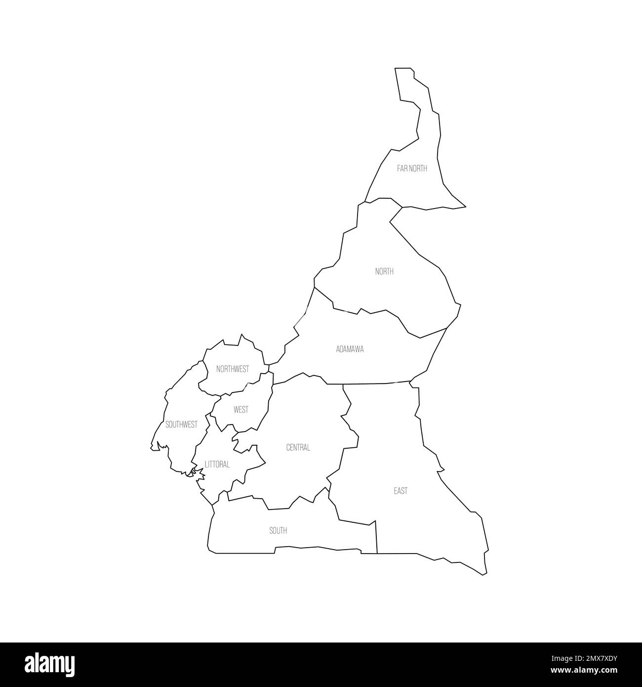 Camerún Mapa Político De Las Divisiones Administrativas Imagen Vector