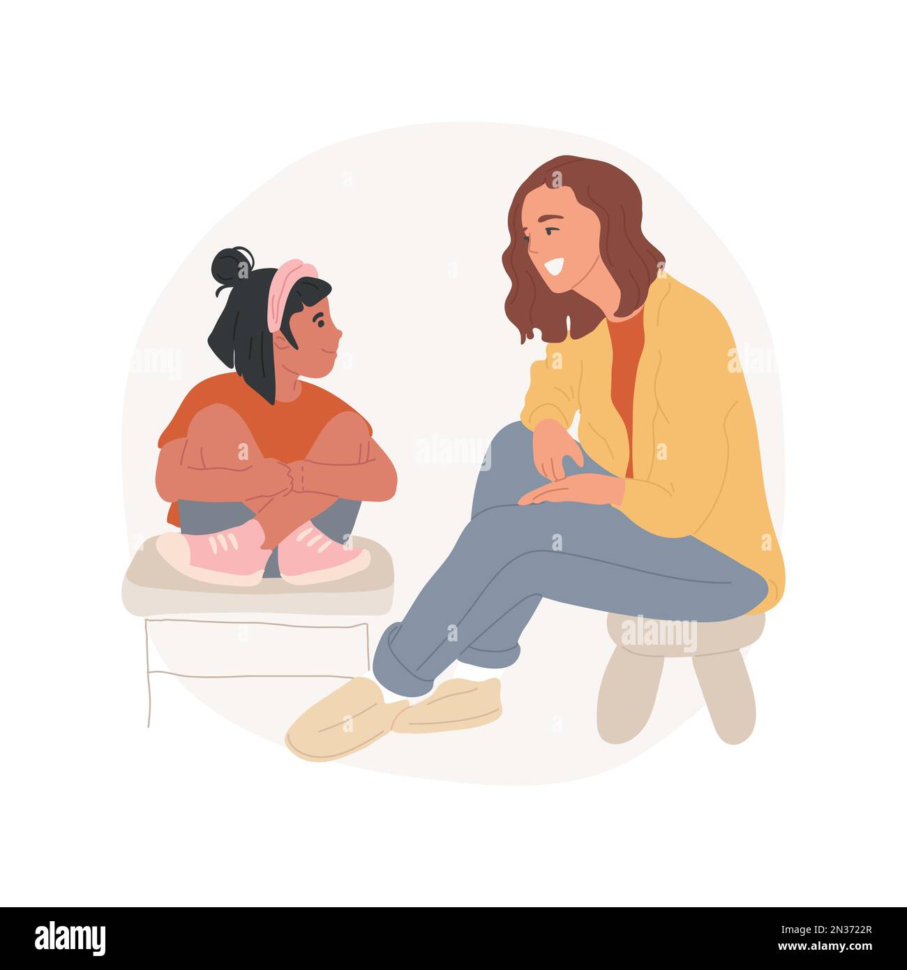 Escucha activa aislado ilustración vectorial de dibujos animados. Niño ...