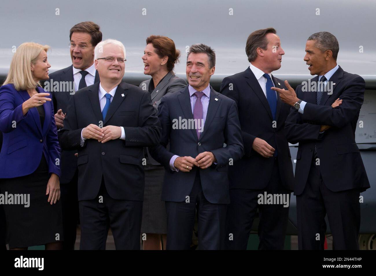 Nato Secretary General Anders Fogh Rasmussen Third Right Stands With
