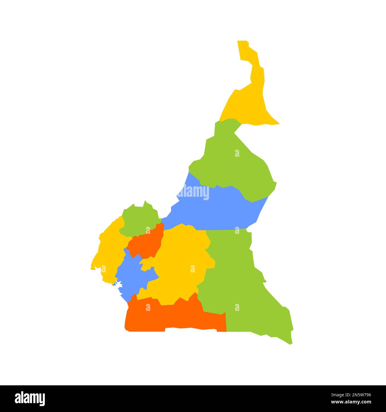 Camerún Mapa Político De Las Divisiones Administrativas Regiones