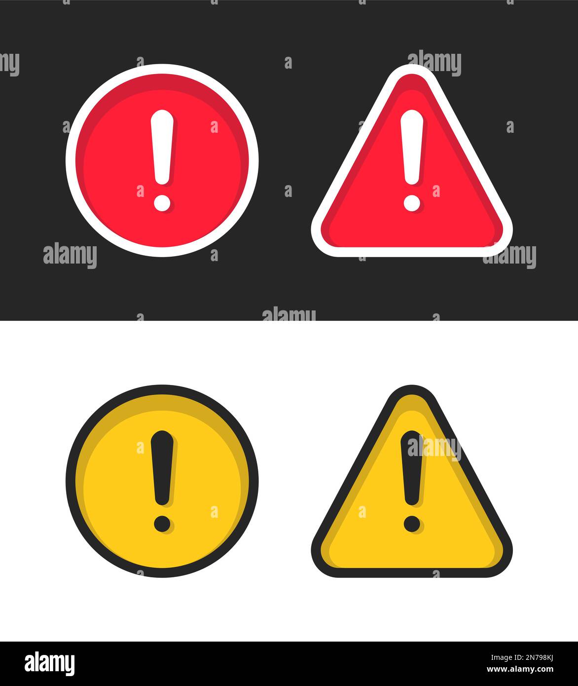 Alerta Amarilla Roja Signo De Exclamación Vector Ilustración Set Imagen