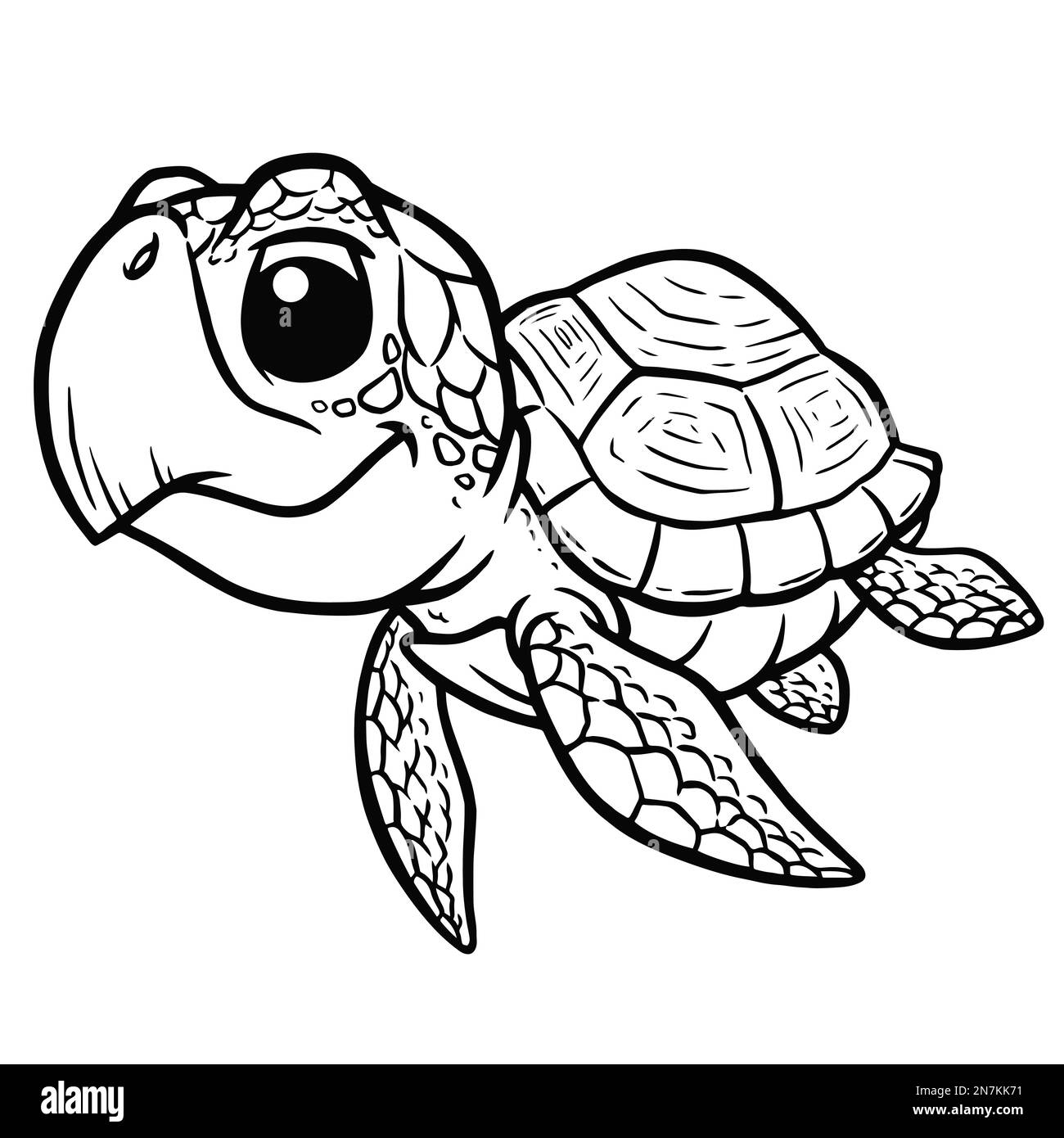 Ilustración Vectorial De Tortuga Marina De Dibujos Animados Libro