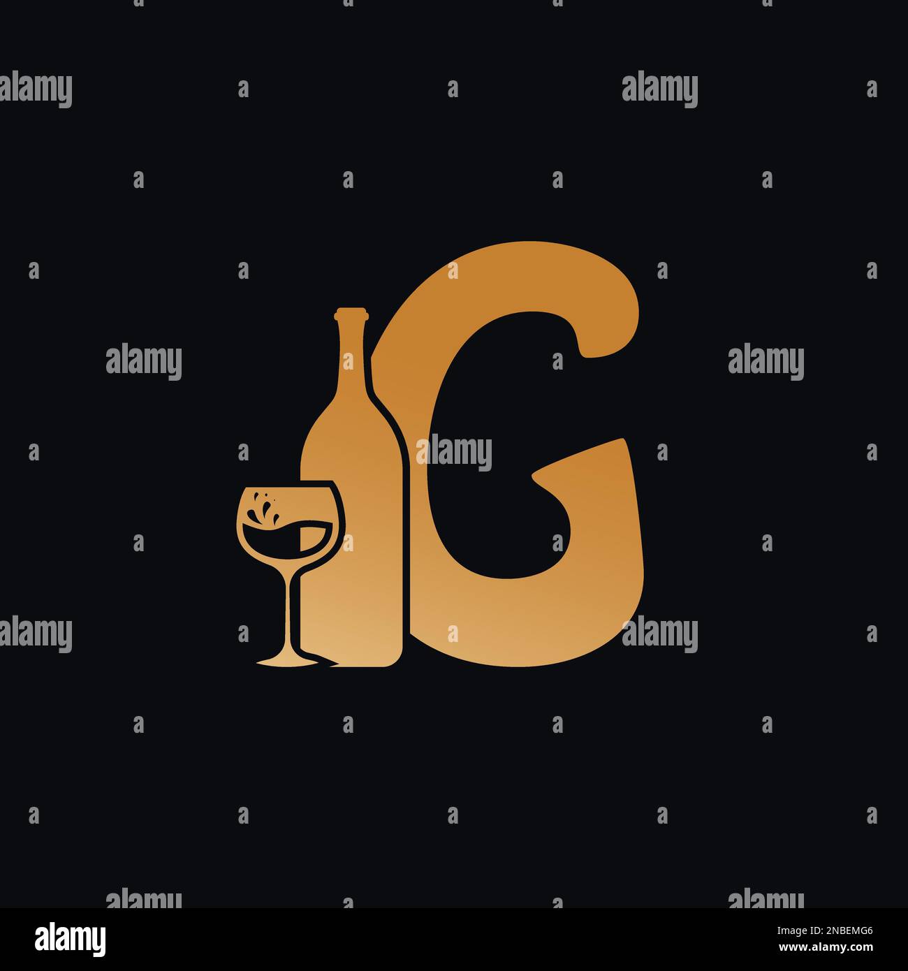 Logotipo De La Letra G Con La Ilustración Del Vector Del Diseño De La Botella De Vino Sobre