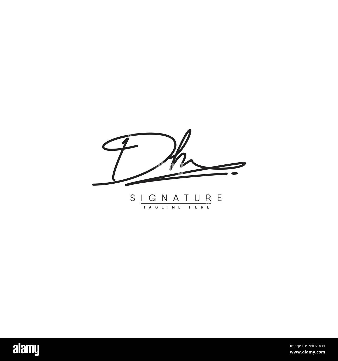Logotipo De Firma Manuscrita Para La Letra Inicial Dh Vector Logo