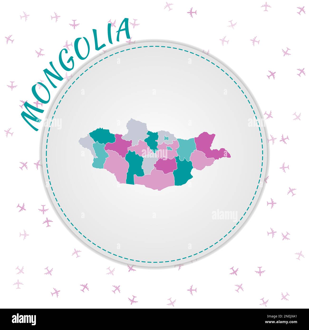 Mongolia Diseño De Mapas Mapa Del País Con Regiones En Paleta De