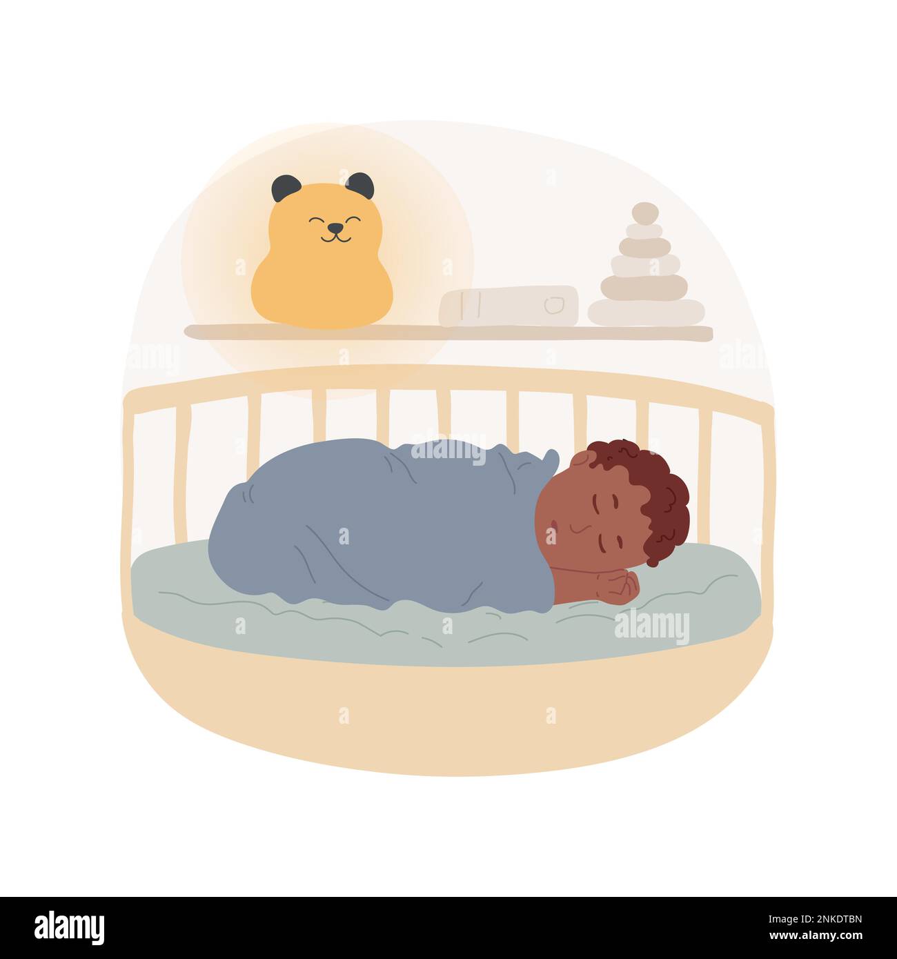 Luz De La Noche Aislado Ilustración Vectorial De Dibujos Animados Niño