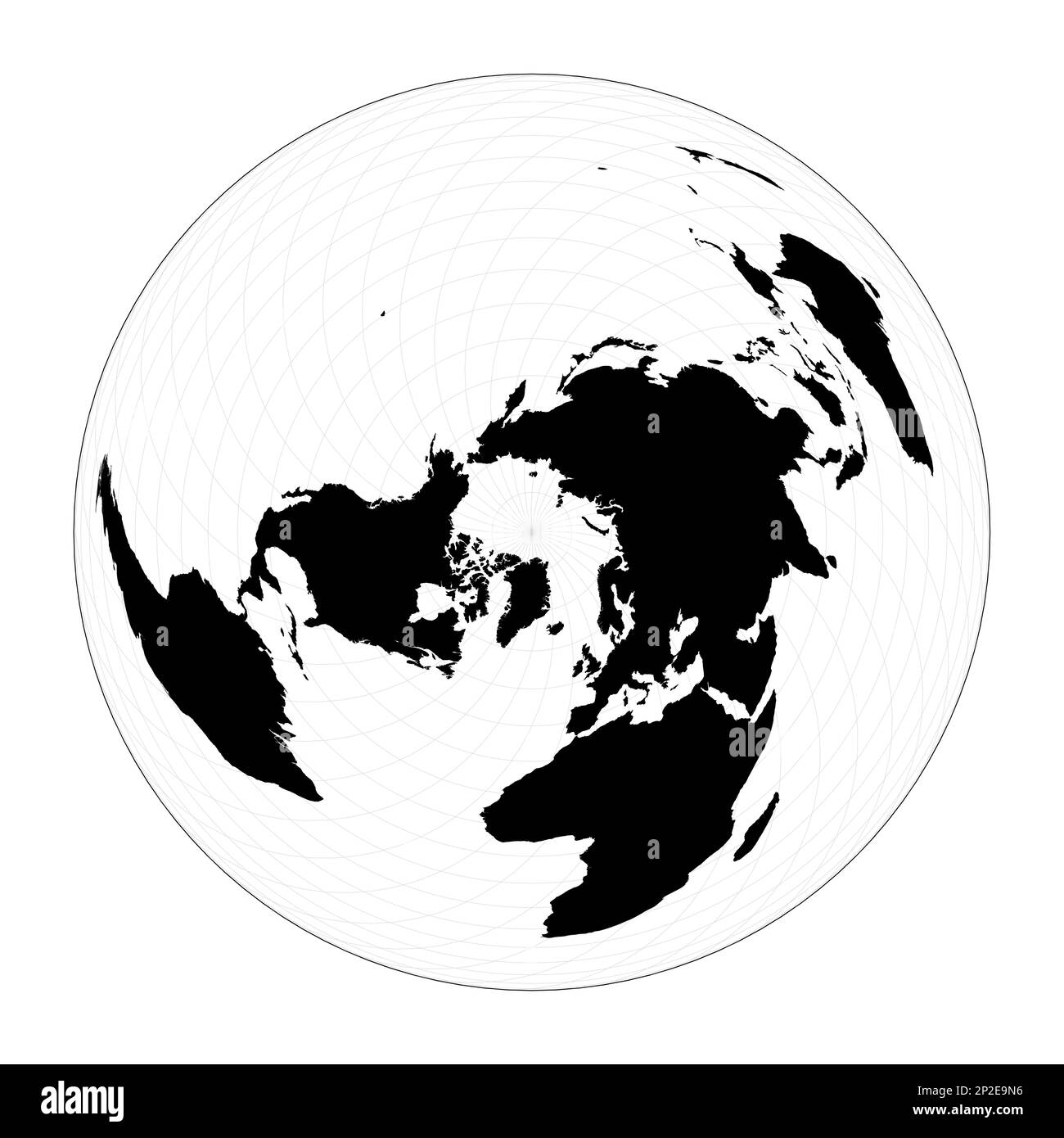 Mapa Del Mundo Con Líneas De Longitud Proyección De Wiechel Plano