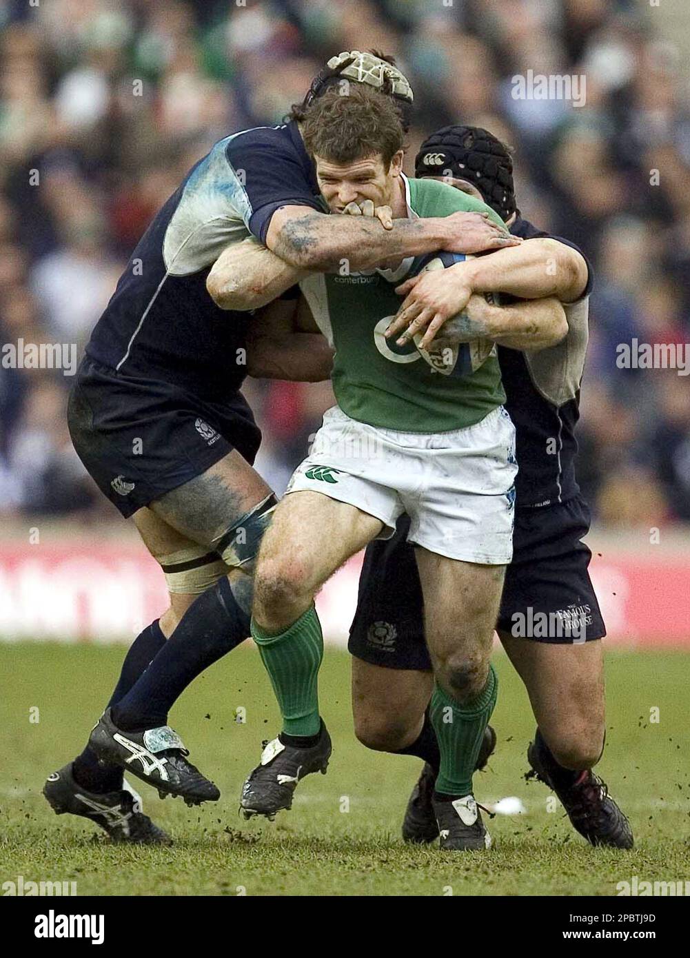 Scotland's Kelly Brown and Euan Murray attempt to stop Ireland's Gordon ...